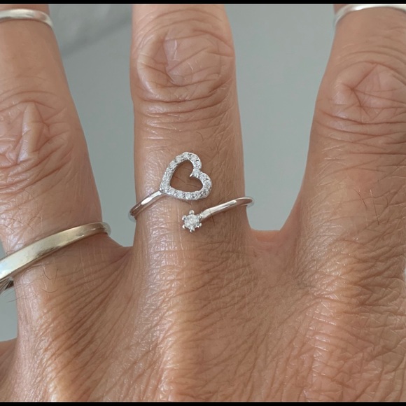Jewelry | Sterling Silver Delicate Cz Heart Ring Cz Ring | Poshmark